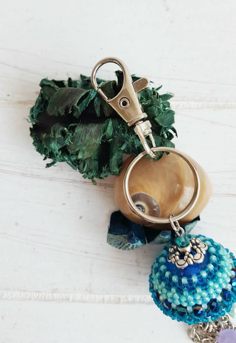 Green Key Chain, Green Bag Charm, Tassel Key Chain, Beaded Bead, Thank ...