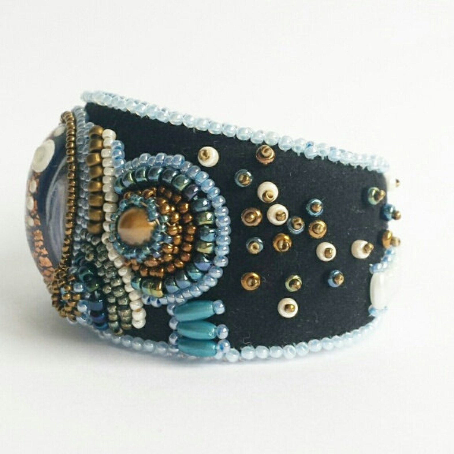 Cuff Bracelet Beaded Bracelet Statement Bracelet Black and - Etsy