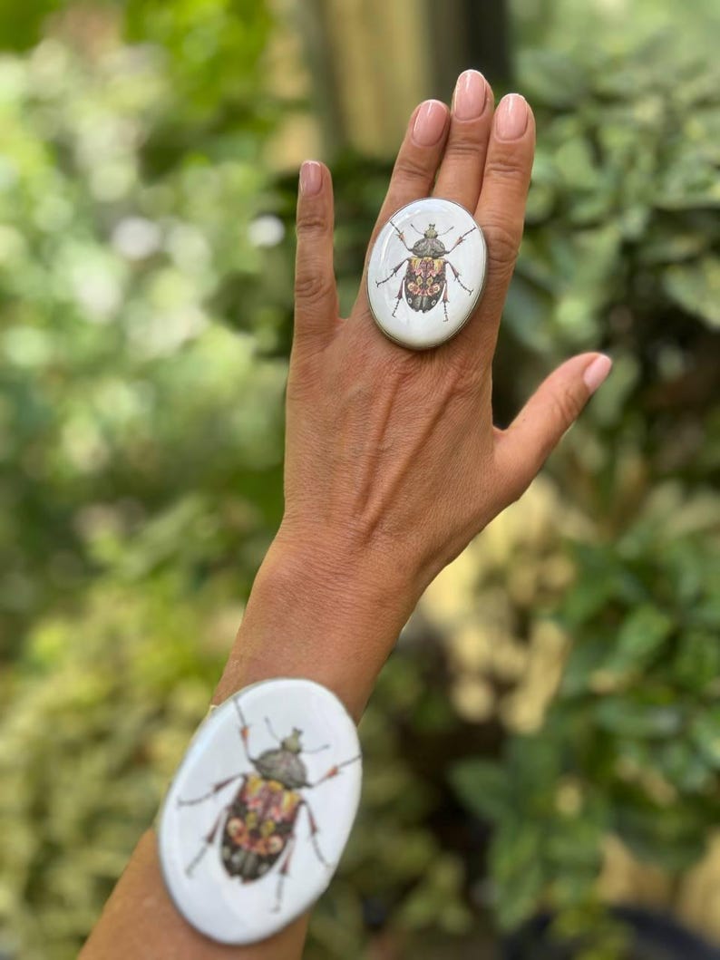 Set of Bracelet and Ring Handcrafted Statement Bug: Big, Scarab Jewelry ...