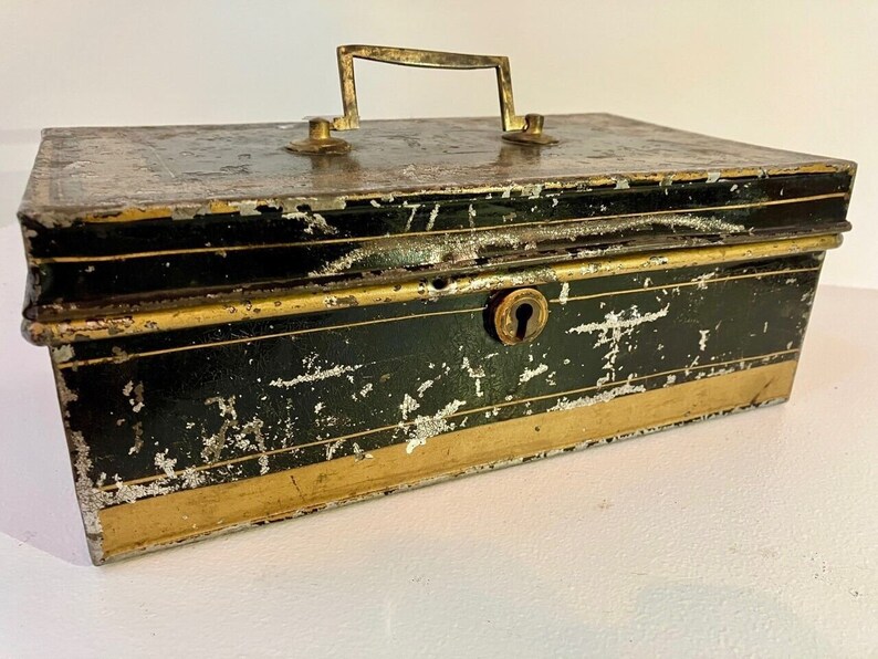 Vintage Cash Box Black Metal Tin - Etsy
