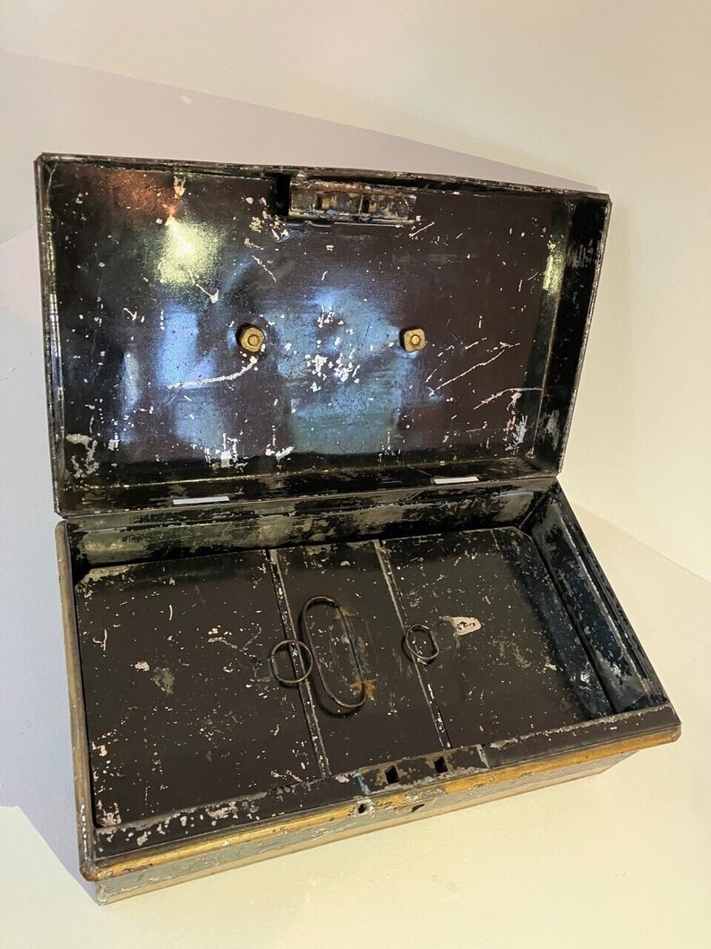 Vintage Cash Box Black Metal Tin - Etsy