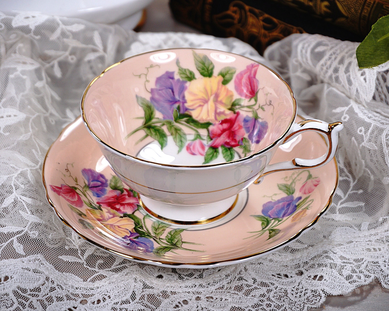 Paragon Teacup and Saucer, SWEET PEA Pattern, by Appointment, English ...