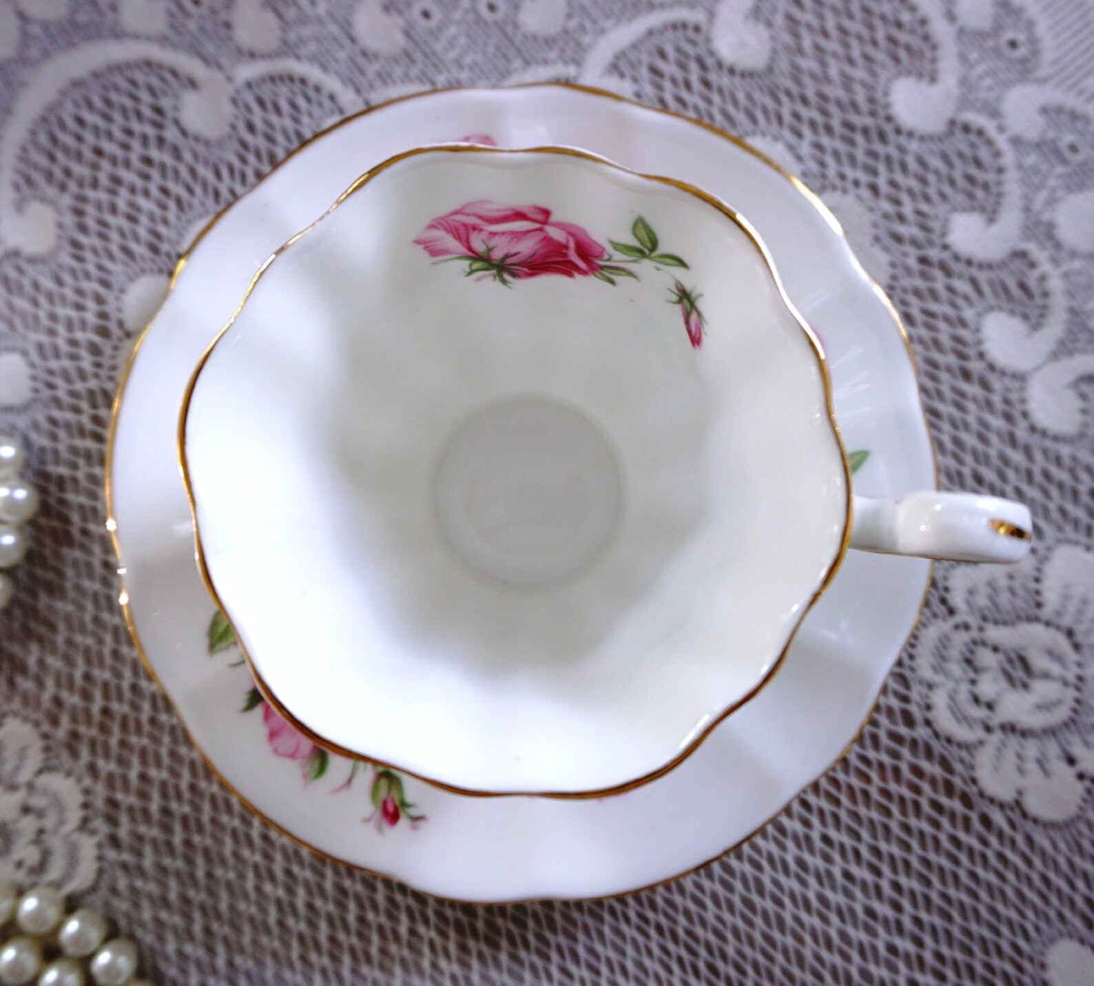 Adderley Tea Cup and Saucer Pink Rose Teacup Floral Tea Set | Etsy