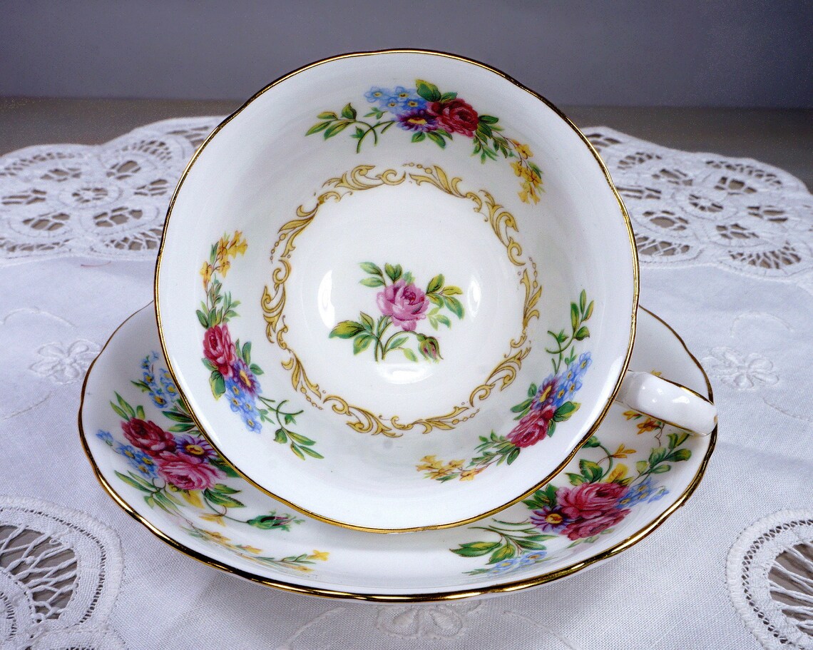 Royal Chelsea Tea Cup and Saucer Multi-color Flowers Pink - Etsy