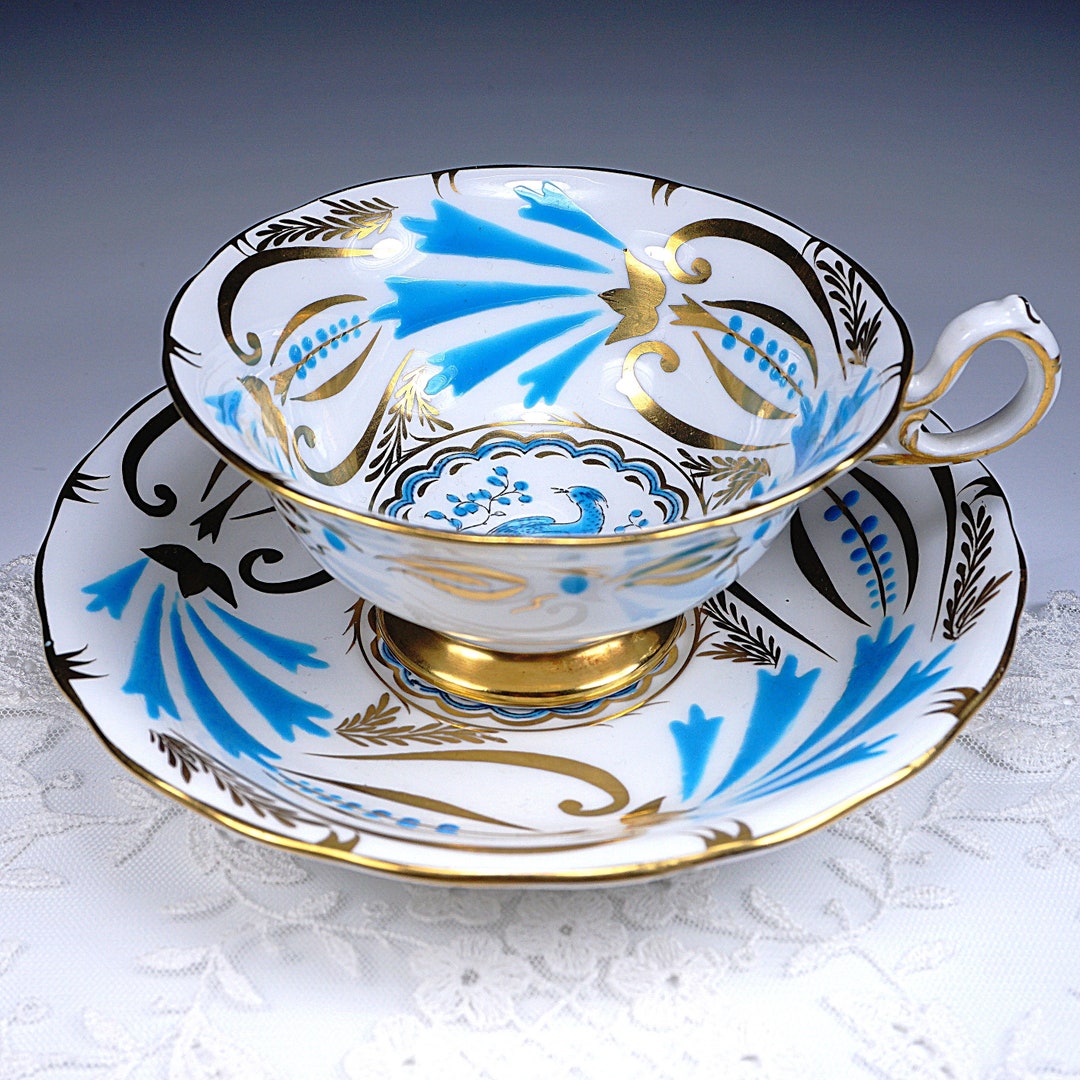 Royal Chelsea Tea Cup and Saucer Set, Blue Bird, Bird of Paradise ...