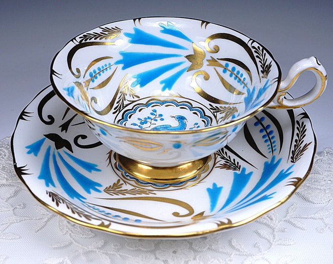 Royal Chelsea Tea Cup and Saucer Set, Blue Bird, Bird of Paradise ...