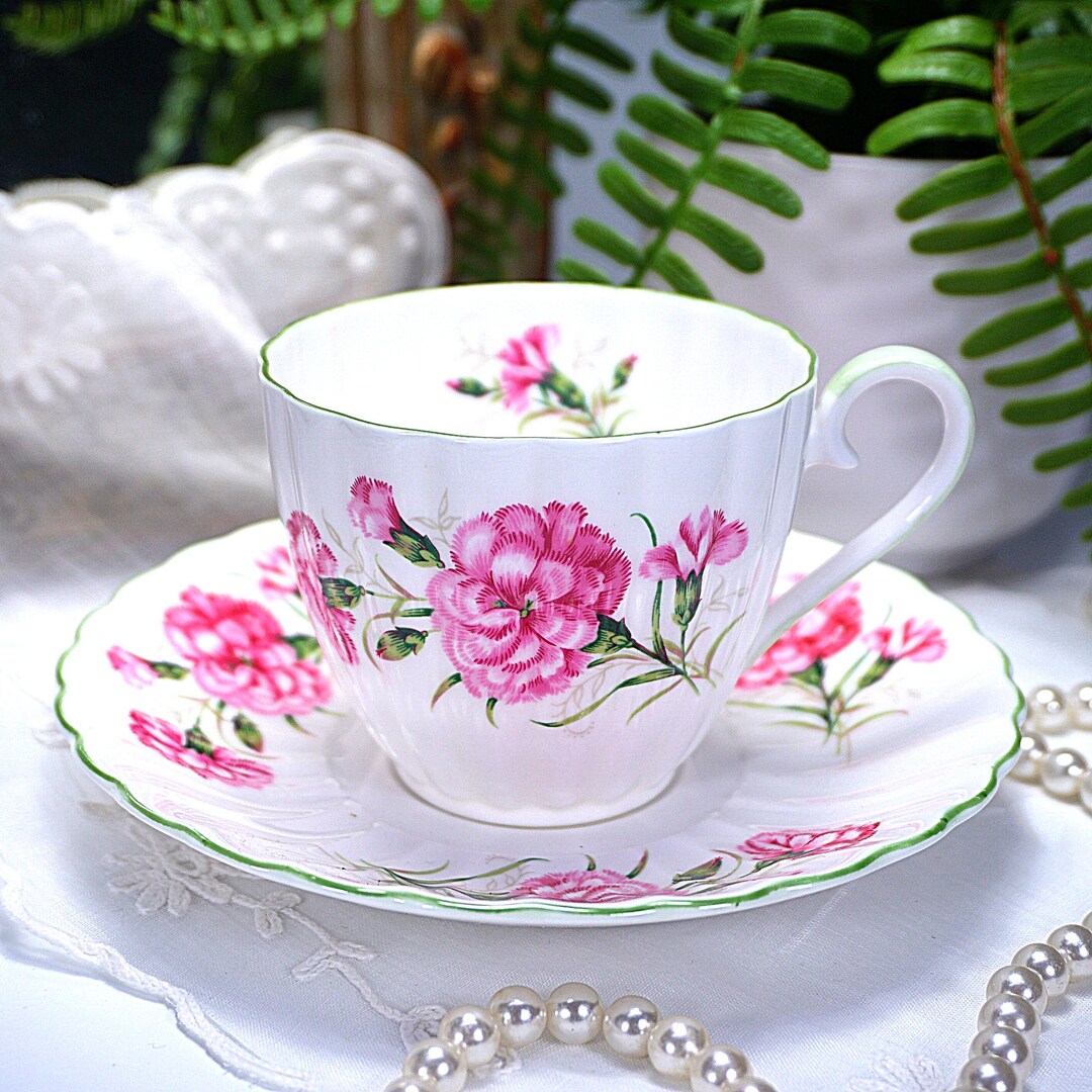 Tuscan CARNATION Tea Cup and Saucer, JANUARY Birthday Flower, Pink ...