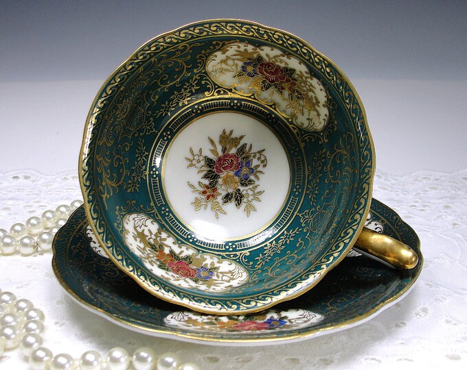 Wako Occupied Japan Tea Cup and Saucer, Hand Painted Japanese Teacup ...