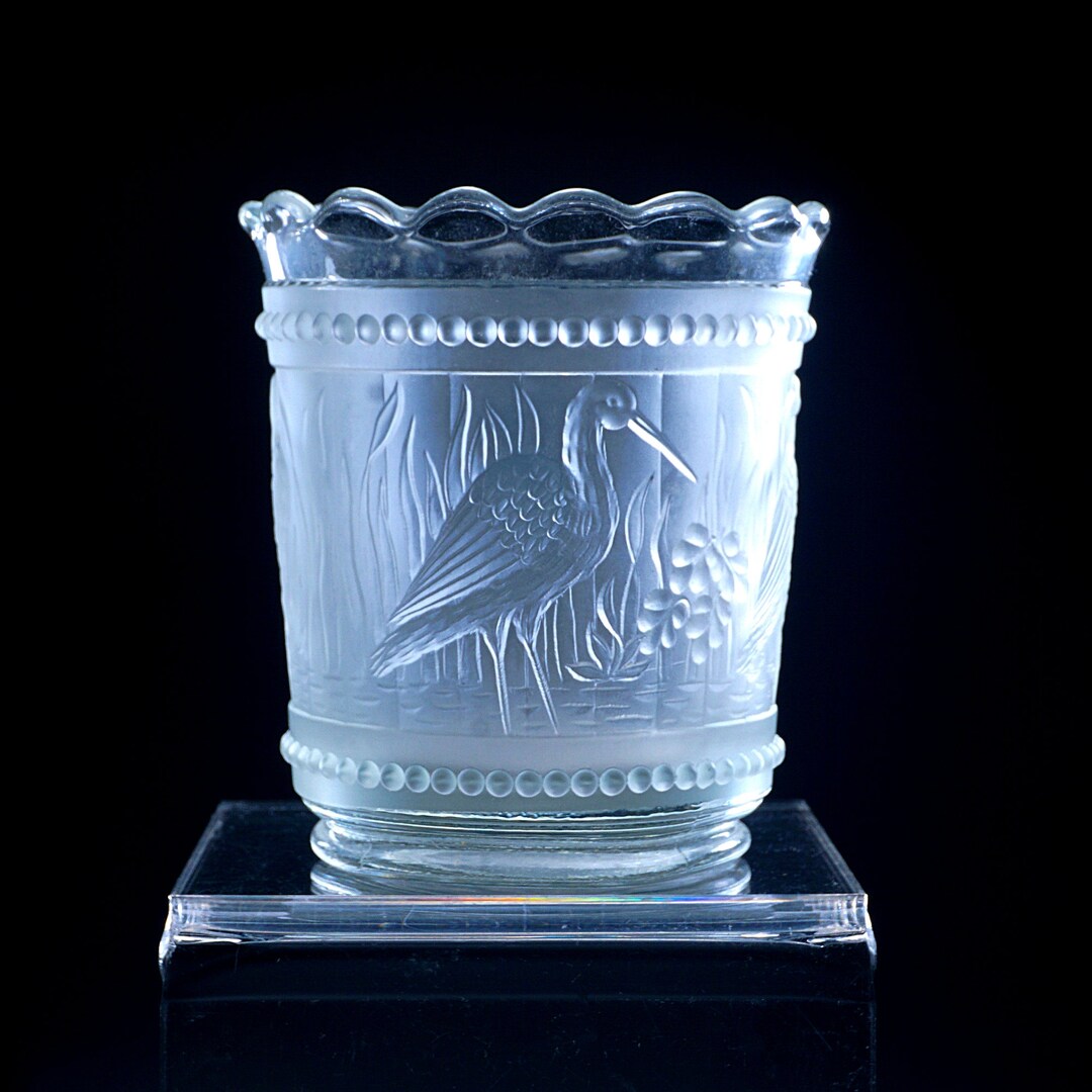 RARE Antique Frosted STORK Spooner/frosted Crane by Iowa City Flint ...