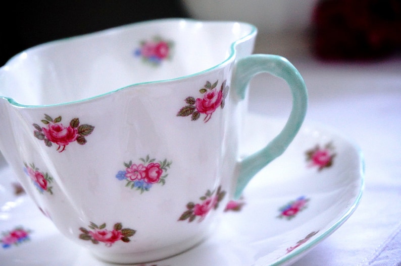 Shelley ROSEBUD Tea Cup and Saucer DAINTY Shape Tiny Pink - Etsy