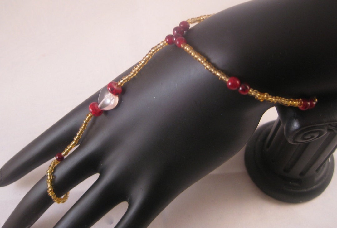 Stretch Slave Bracelet, Gold Beaded Slave Bracelet, Ring Bracelet ...