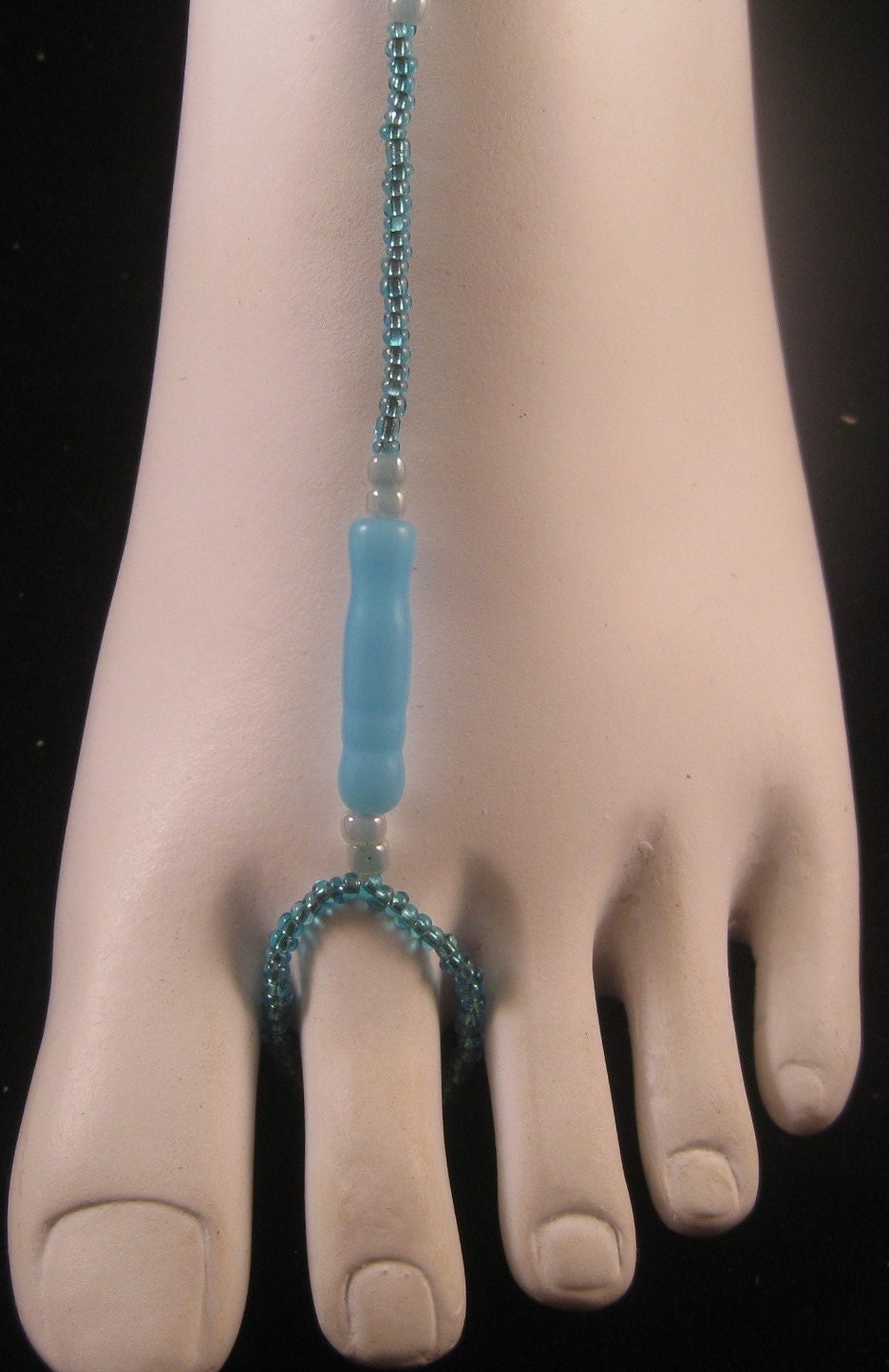 Barefoot Sandal, Light Blue Beaded Sandal, Stone Beaded Sandal, Foot ...