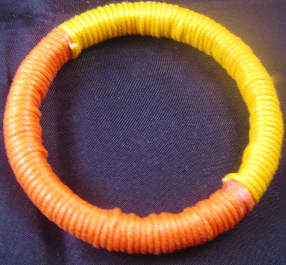 Orange Wrapped Bangle Yellow Wrapped Bangle Stack Plastic | Etsy