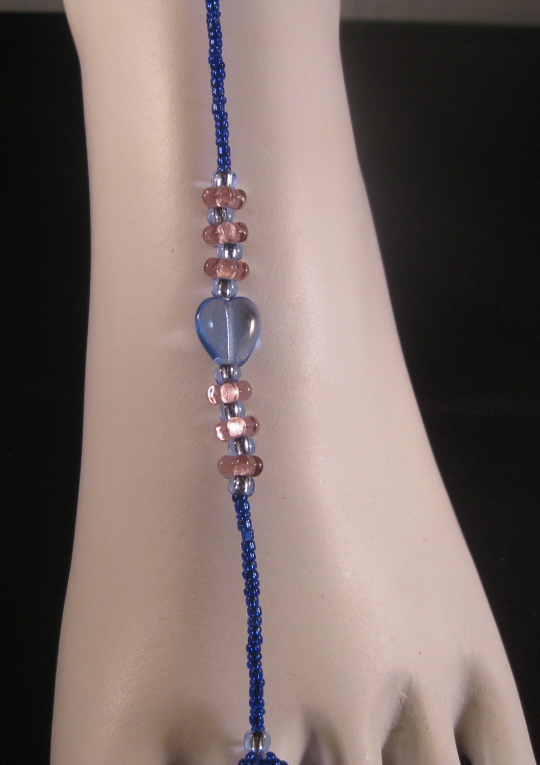 Royal Blue Barefoot Sandal, Barefoot Sandal, Blue Bead Sandal, Pink ...