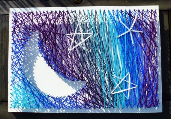 Moon and Stars Wool Wall Art | Etsy