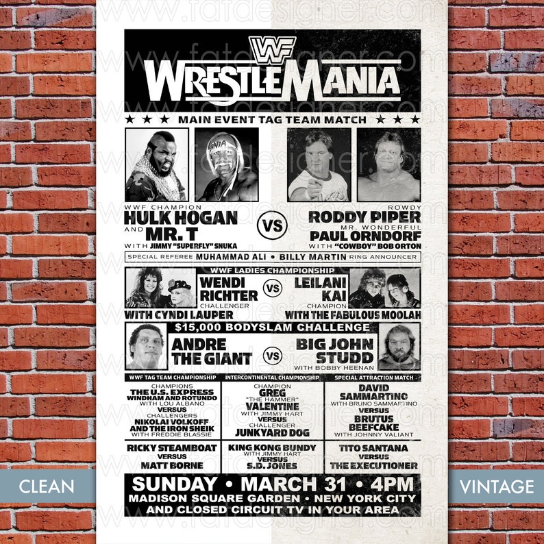 Wrestlemania 1 2 3 Event Posters Buy all three and SAVE | Etsy