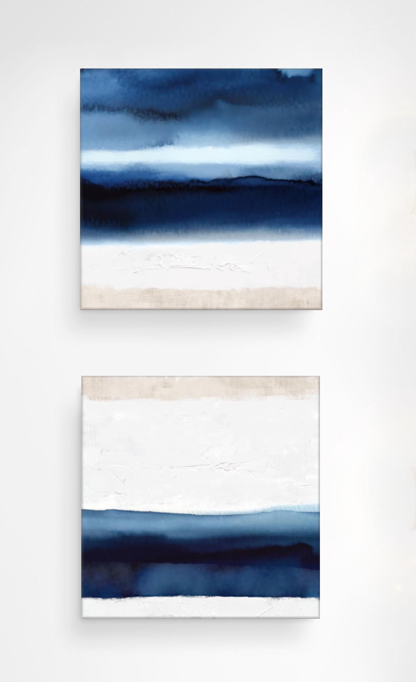 Minimal Blue Wall Art, Ready to Hang Canvas, Set of 2 Abstract Art - Etsy
