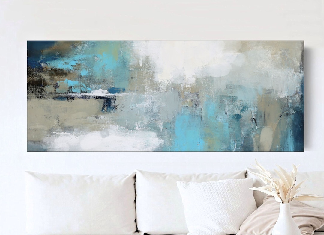 Long Narrow Horizontal Art, Wide Abstract Canvas Wall Art, Large Modern ...