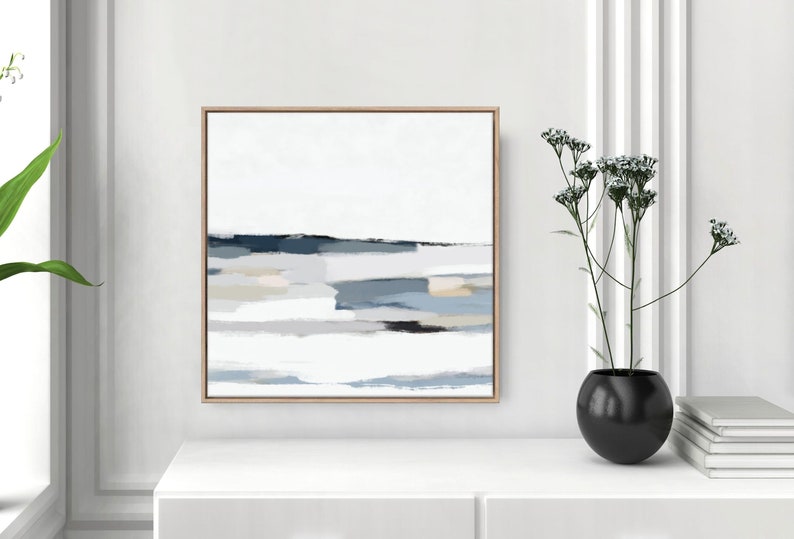 Neutral Minimal Painting, Large Canvas Art, White and Gray Abstract Art ...