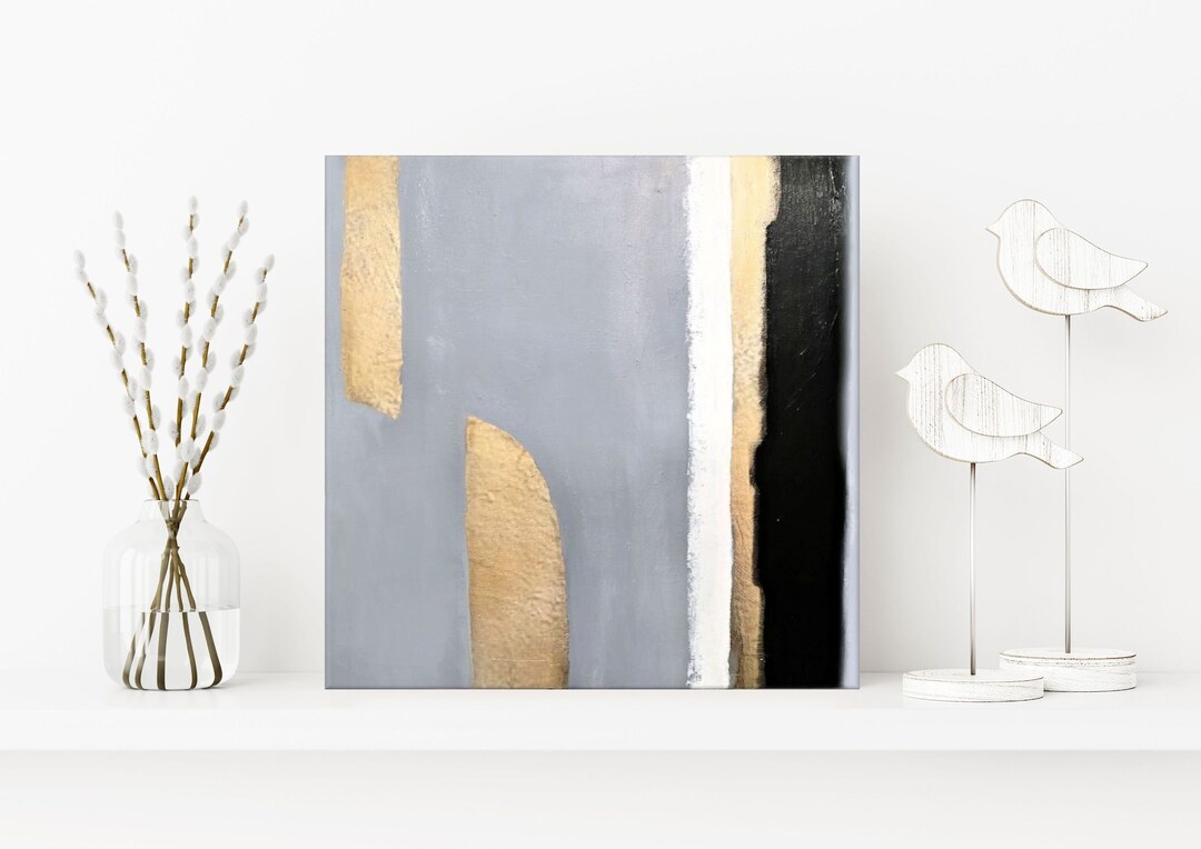 Gray and Gold Abstract Painting Original Minimalist Canvas - Etsy