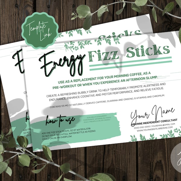Arbonne Fizz Stick Cards - Etsy
