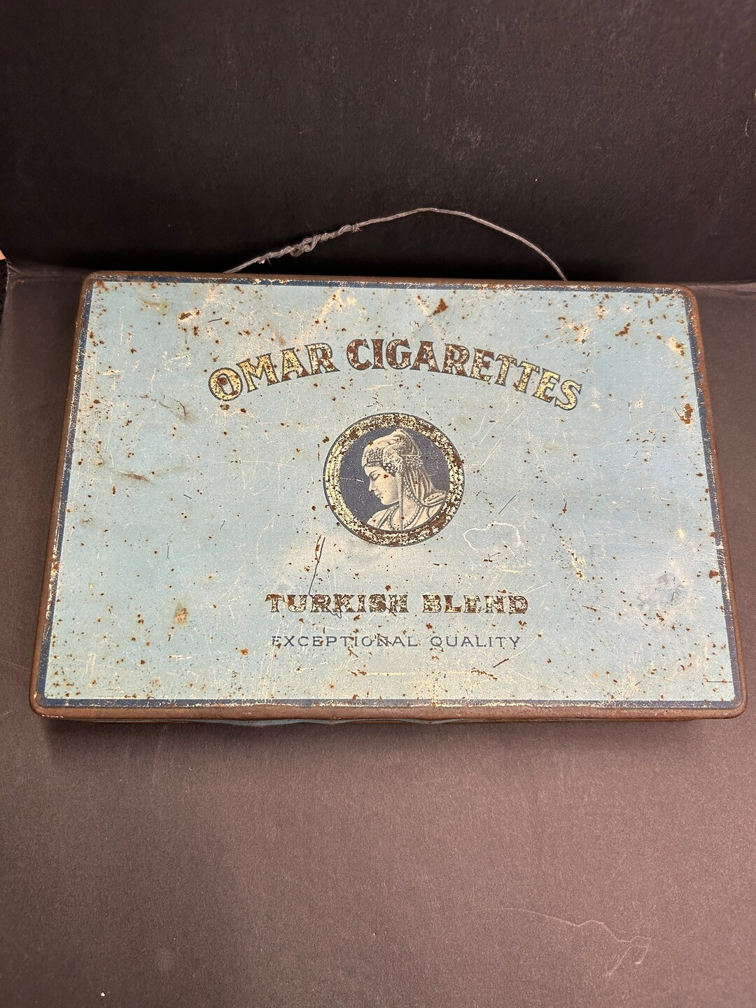 1920's Omar Cigarettes Turkish Blend Exceptional Quality Light Blue Tin ...
