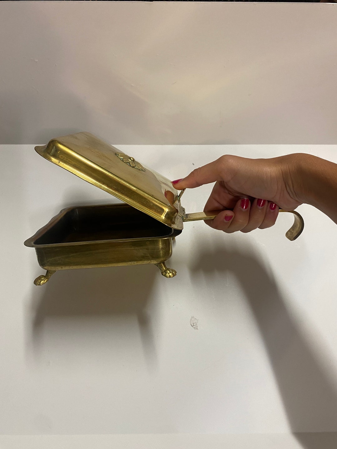 Vintage Lidded Square Brass Bread Crumb Catcher With Feet on It - Etsy