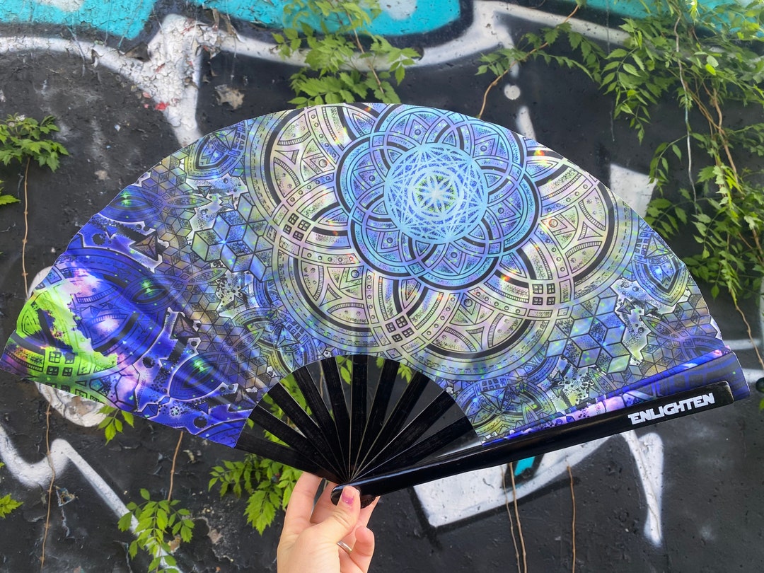 Cubular Sacred Geometry Giant Hand Fan – UV Reactive, Festival ...