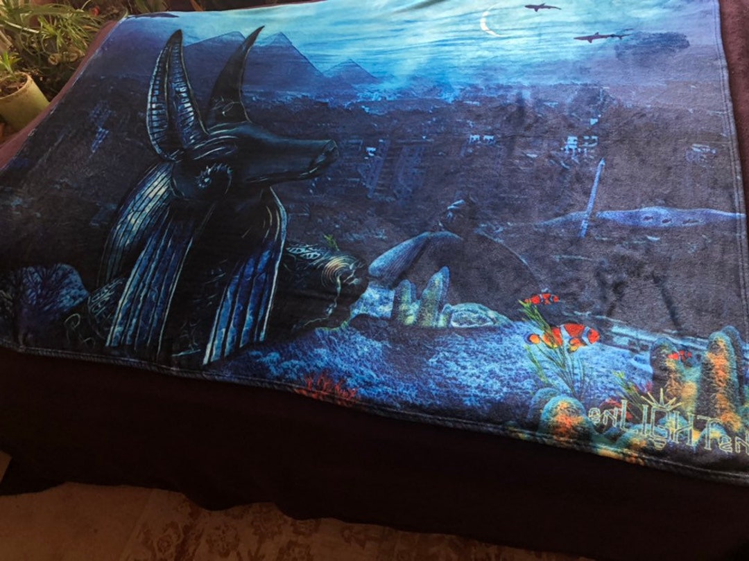 Anubis Egyptian Fleece Art Blanket – Spiritual & Futuristic Design by ...