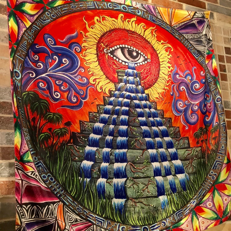 Oneness Mayan Pyramid All Seeing Eye Sacred Geometry Tapestry | Etsy