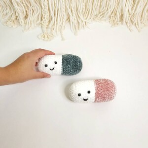 Chill Pill Stress Buddy Ball Squishy, Crochet Stress Ball With Eyes ...