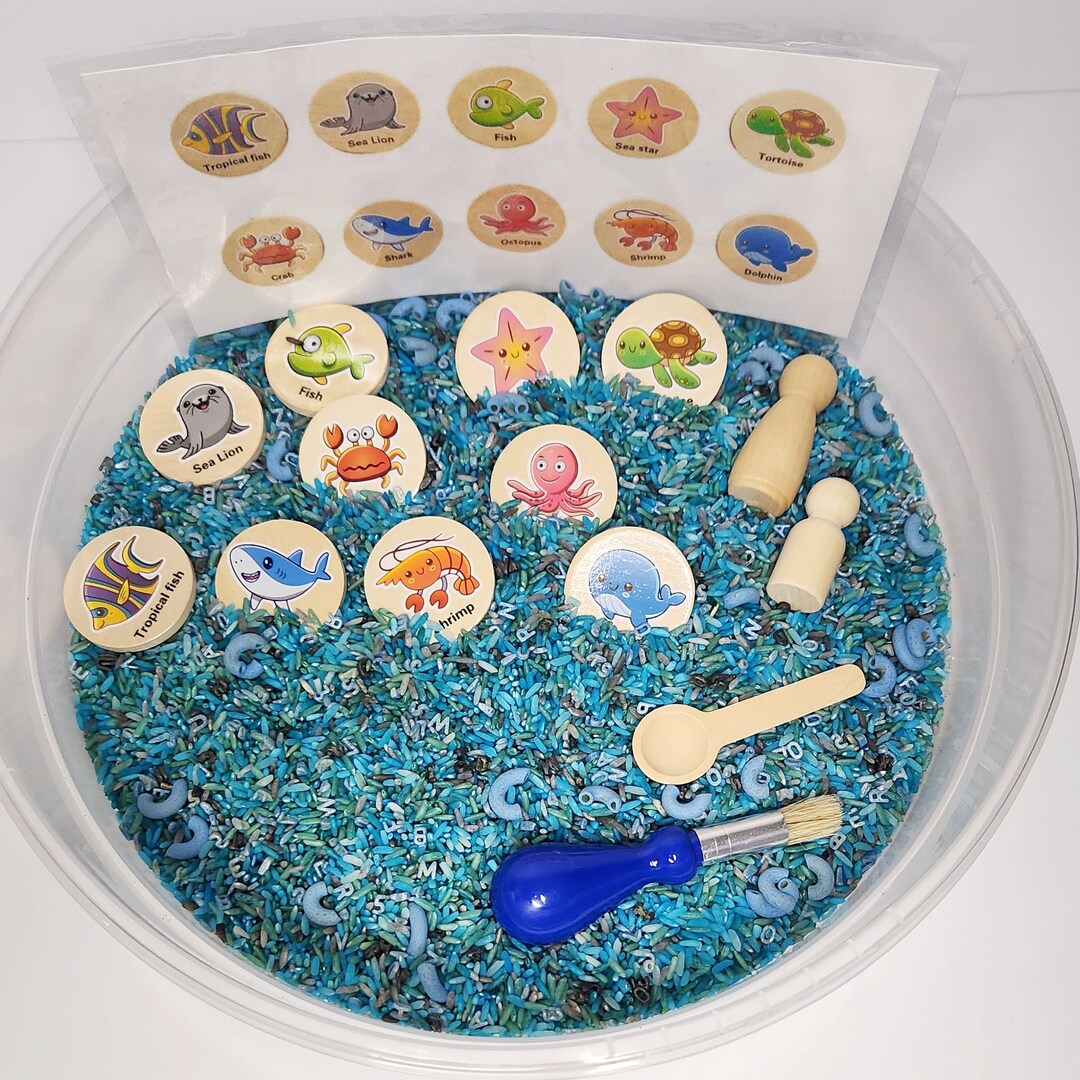 Sea Animal Hide and Seek Sensory Bin Kit, Montessori Play Toddler ...