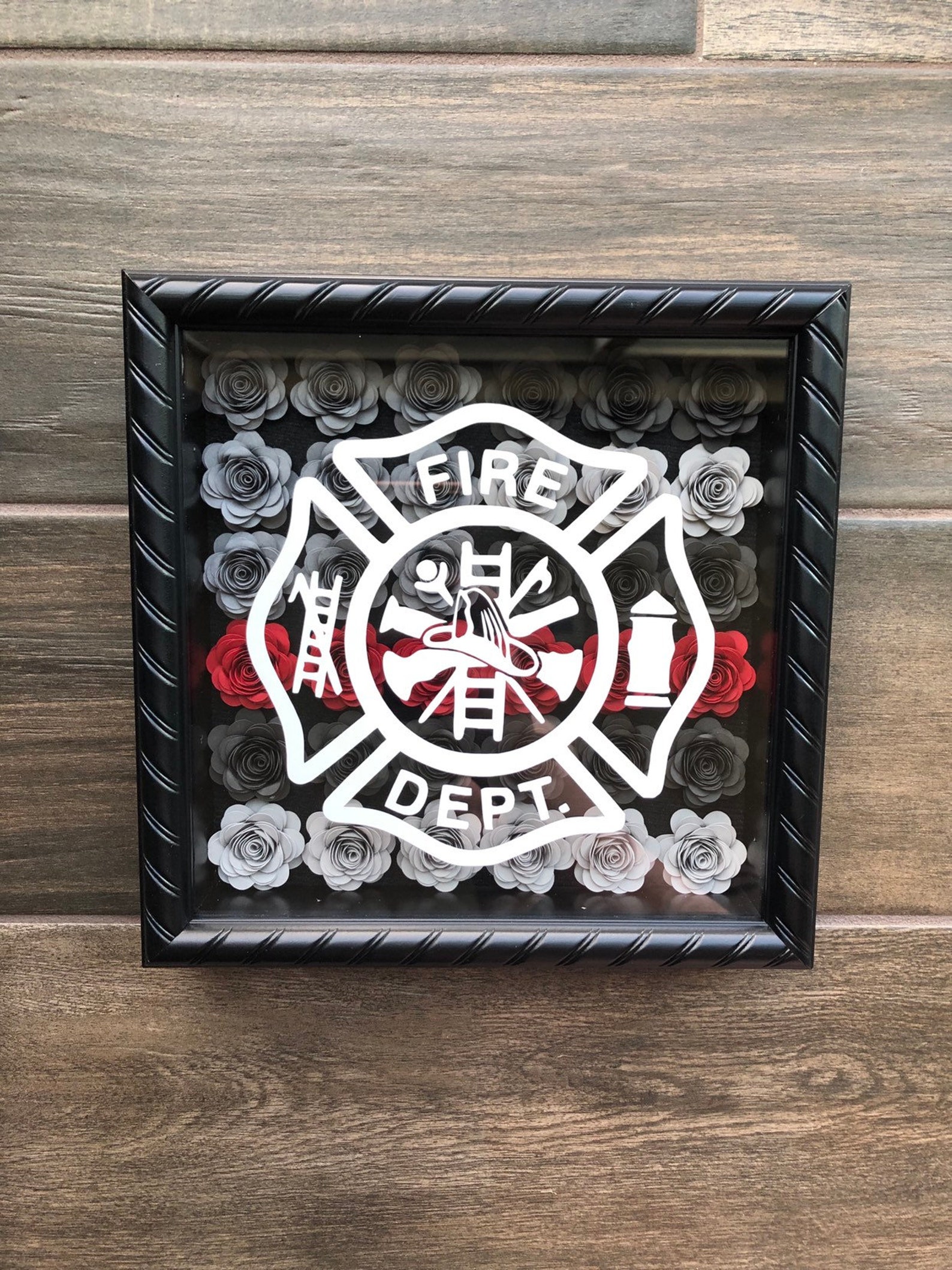 Thin Red Line Shadow Box - Firefighting Decor - Fire Dept - Etsy