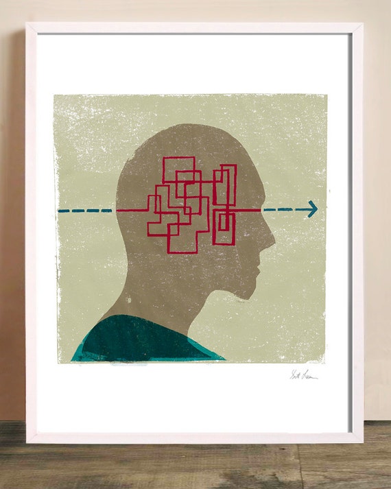 Solving Maze Art Print Thinking Solving Puzzle Solution | Etsy