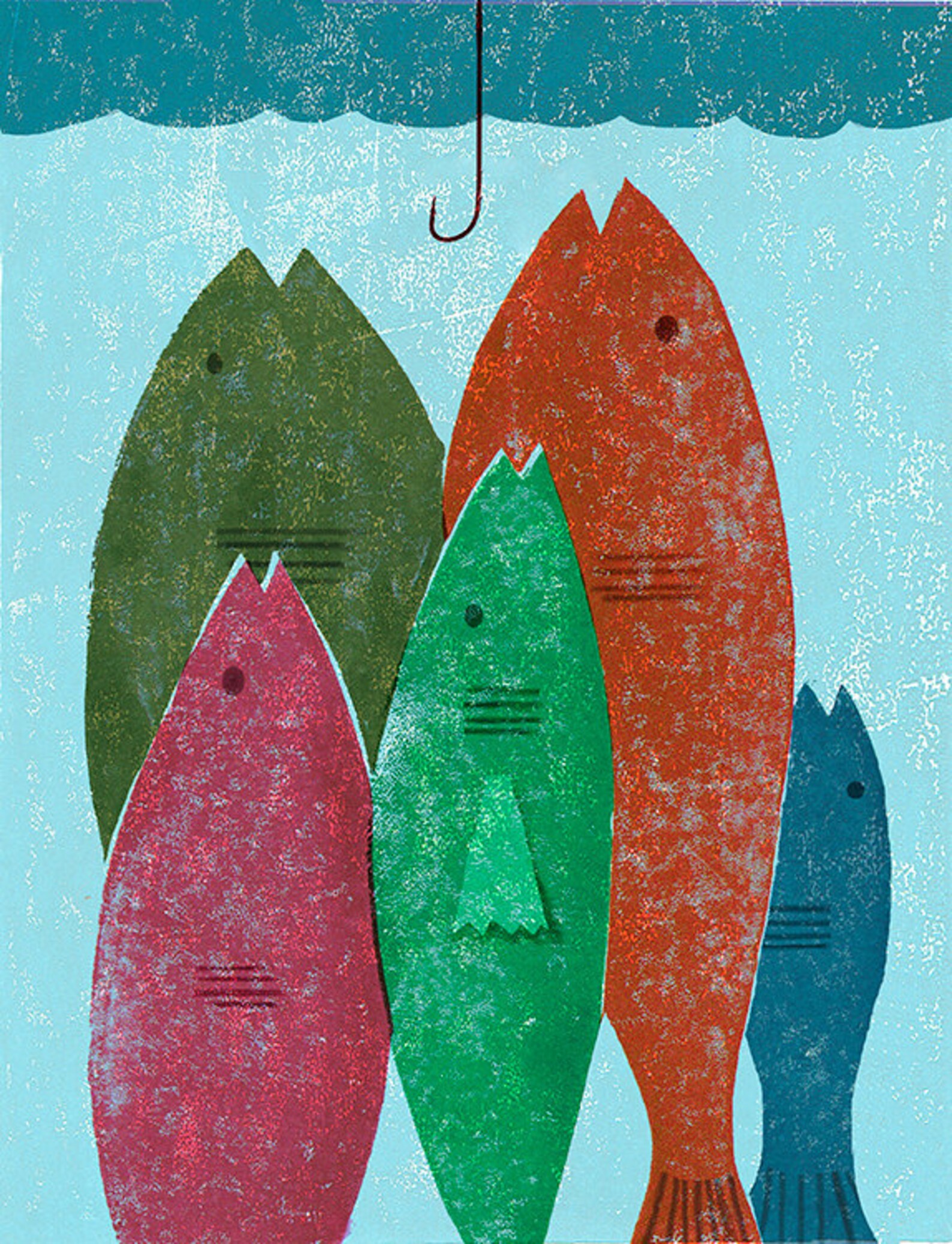 Catching Fish - Art Print, Kids Art, Kids Art Decor, Children's Book ...