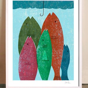 Catching Fish - Art Print, Kids Art, Kids Art Decor, Children's Book ...