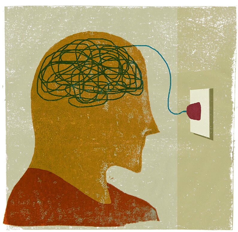 Head - Art Print, Conceptual Art, Electricity, Brain, Brain Art ...