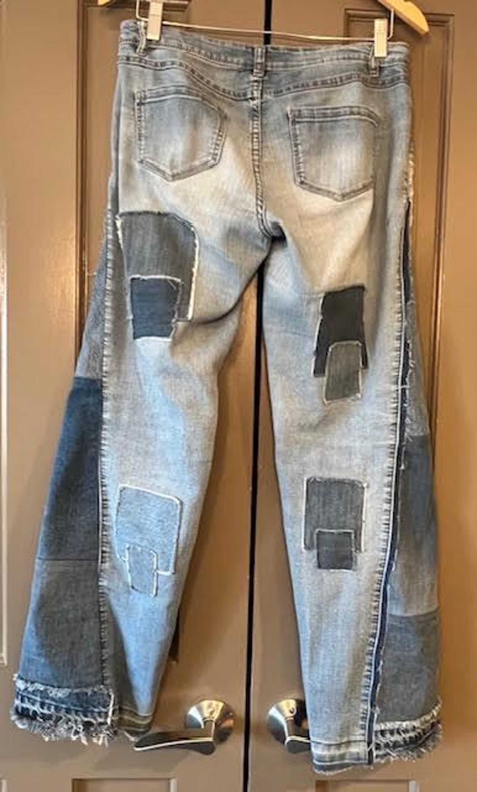 CUSTOM JEANS With Patched Jean Panel Inserts and Multiple Legs Patches ...