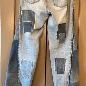 CUSTOM JEANS With Patched Jean Panel Inserts and Multiple Legs Patches ...