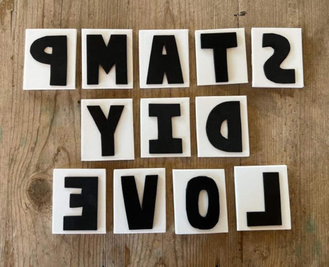 ALPHABET UPPERCASE LETTERS Rubber Stamp Set - Full Set of 26 - 2.5" H ...