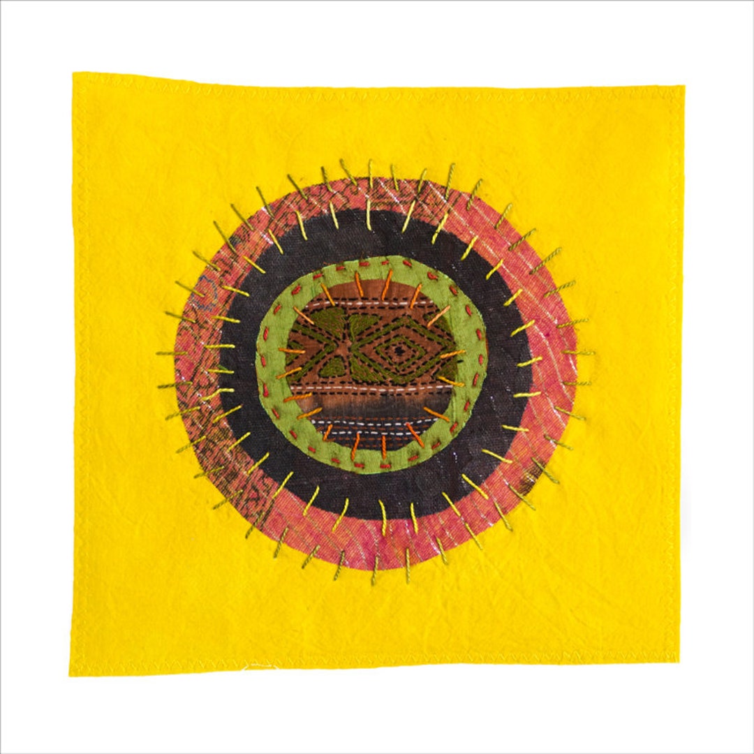 Drunk Circle TEXTILE Collage ART YELLOW 2 Giclee Print on - Etsy