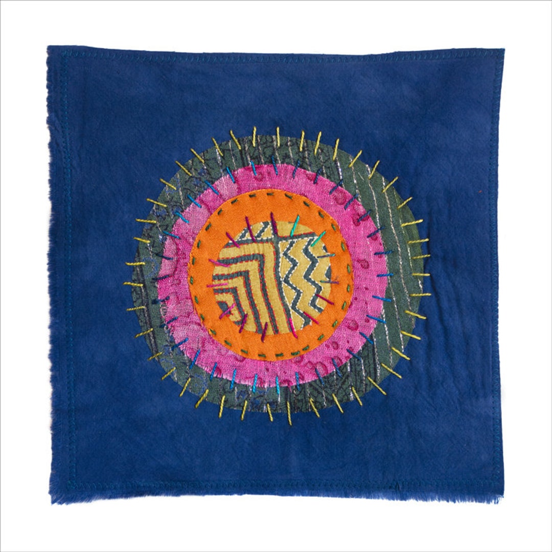 Drunk Circle TEXTILE Collage ART NAVY Giclee Print on - Etsy