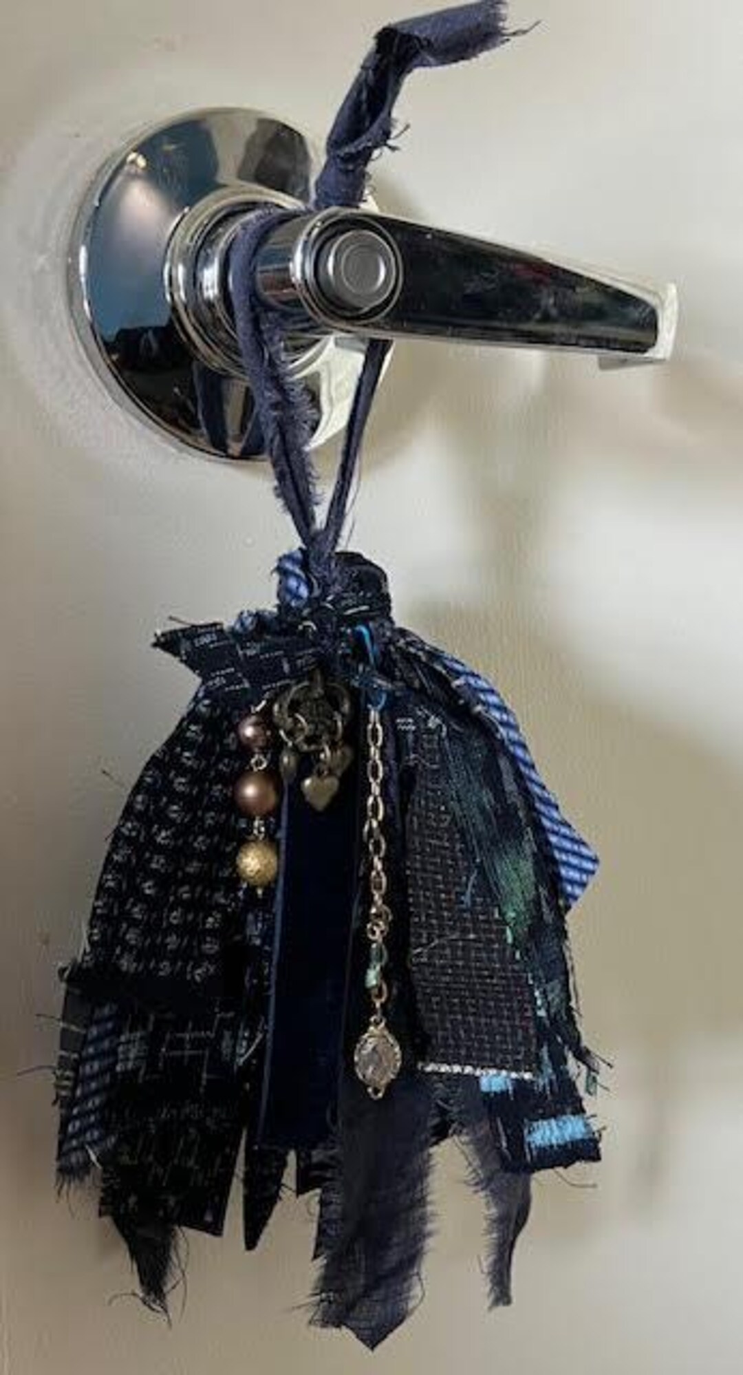 MODERN BOHO Blue TASSLE Made W/ Upcycled Japanese Fabrics + Beads ...