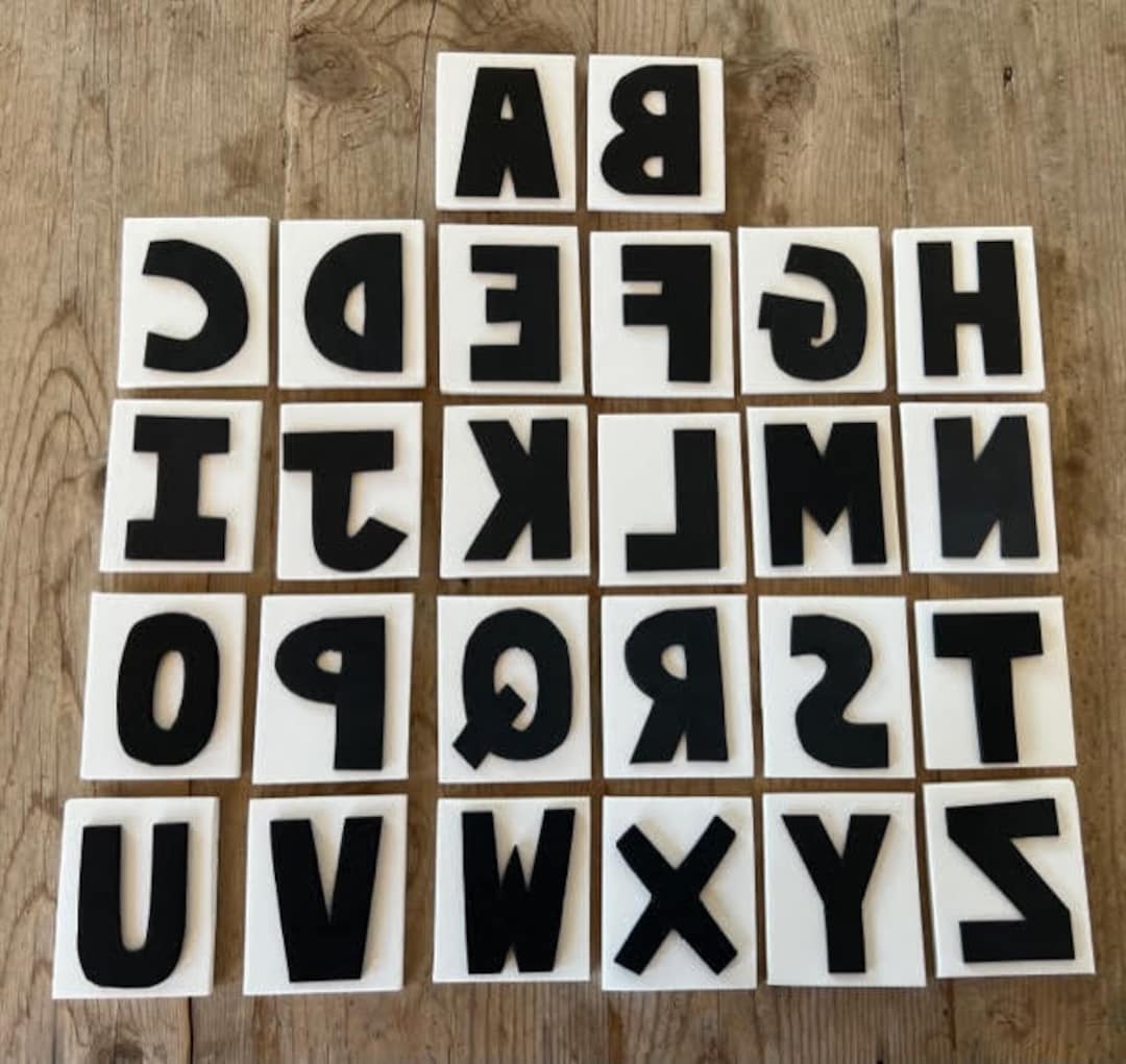 ALPHABET UPPERCASE LETTERS Rubber Stamp Set - Full Set of 26 - 2.5" H ...