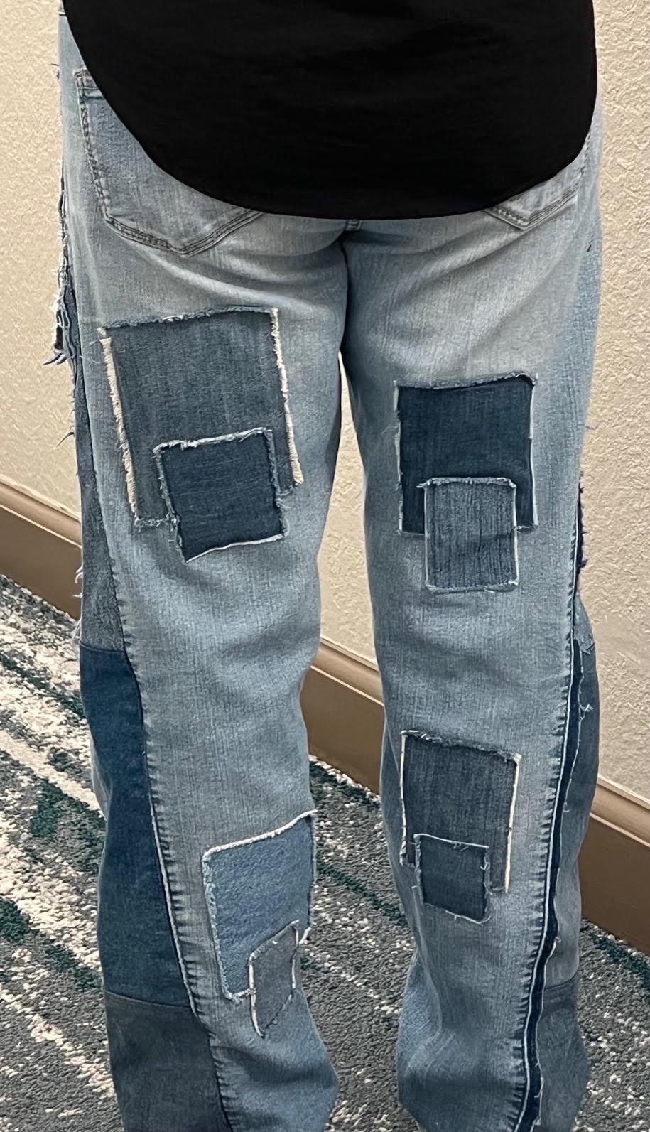 CUSTOM JEANS With Patched Jean Panel Inserts and Multiple Legs Patches ...