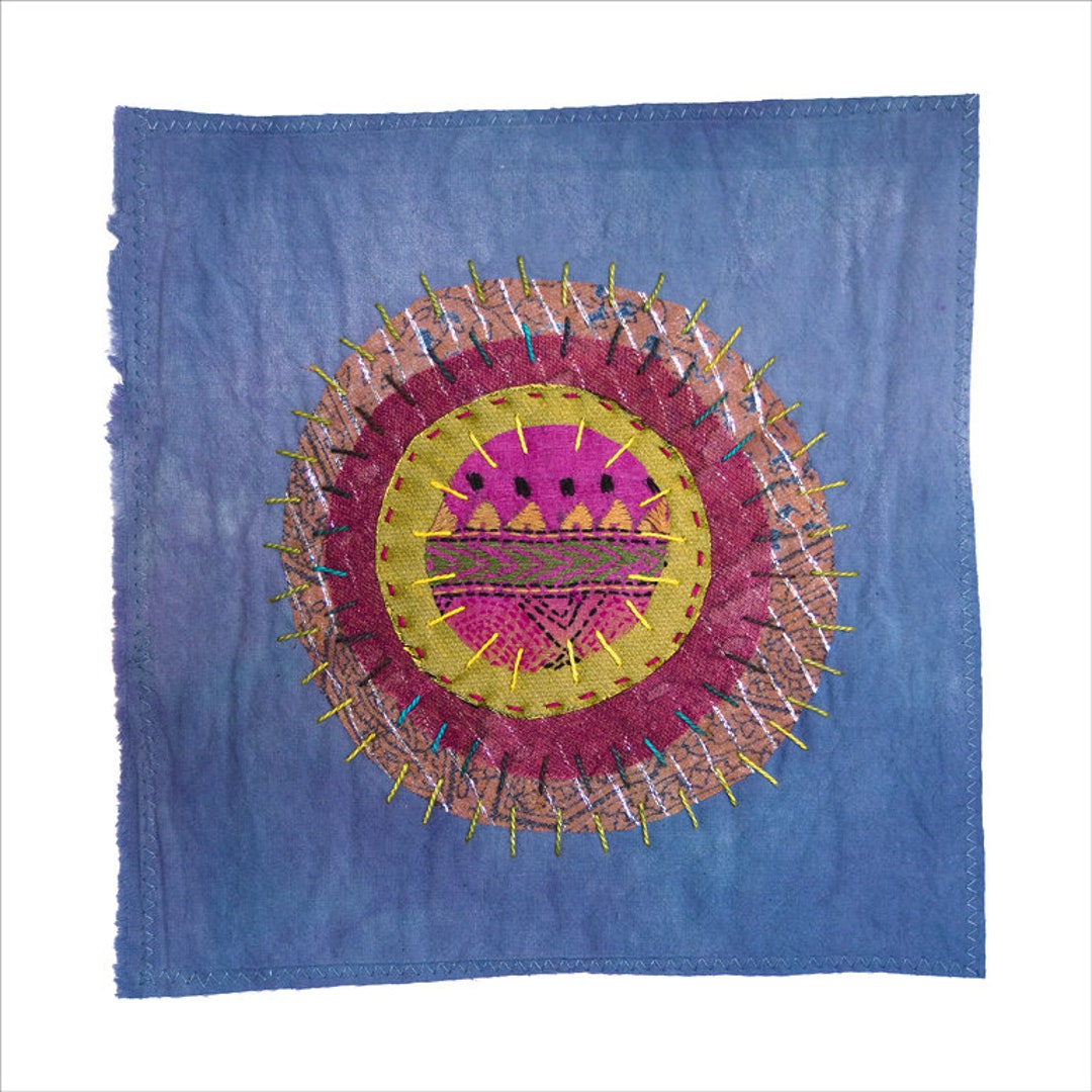 Drunk Circle TEXTILE Collage ART PERIWINKLE Giclee Print on - Etsy