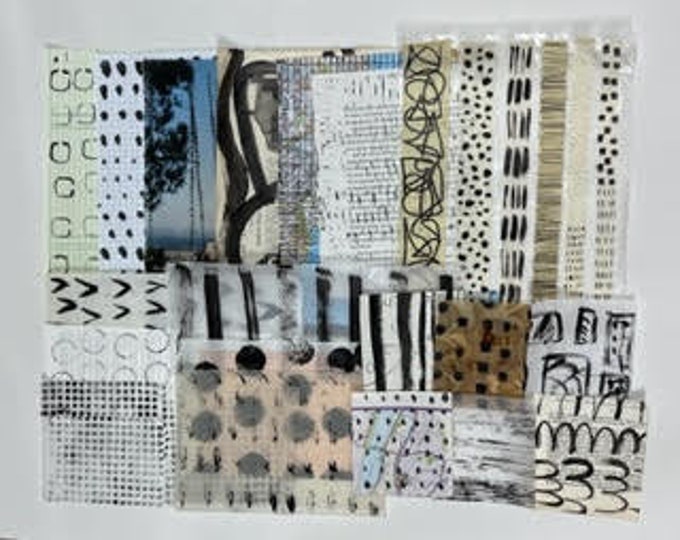 HANDMADE Hand-painted Upcycled COLLAGE Paper Art Bundle 1. Mixed Media ...