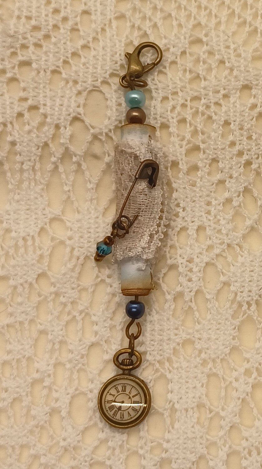 Mini Scroll Dangle With Clock Charm, Journal Jewelry, Journal ...