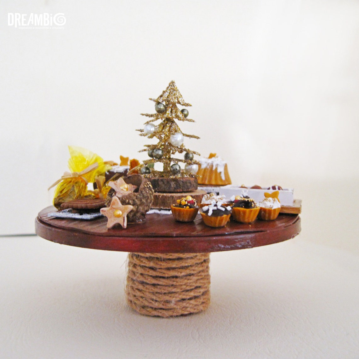 Christmas Table Miniature Golden Christmas Dollhouse - Etsy