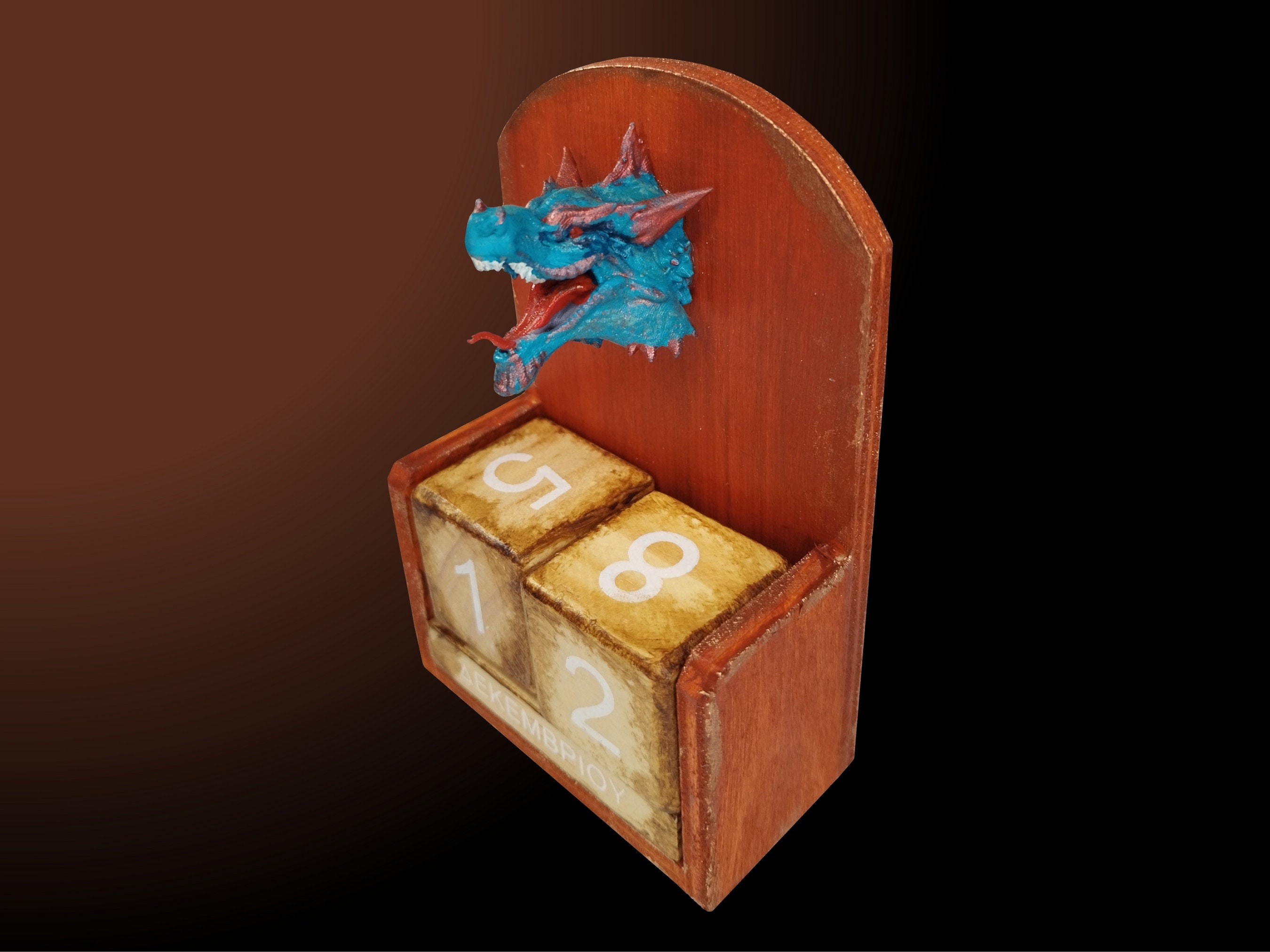 Wooden Dragon Perpetual Calendar, Fantasy Dragon Tabletop Decoration ...